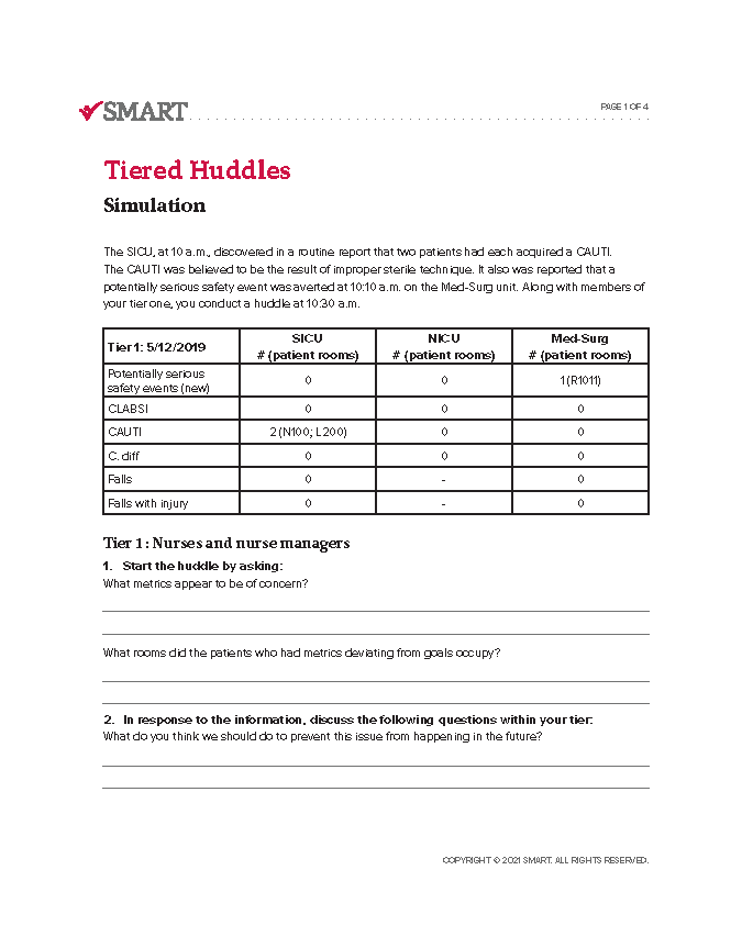 What are Tiered Huddles? | SMART Toolkit | Ohio State Medical Center What are Tiered Huddles? | SMART Toolkit | Ohio State Medical Center