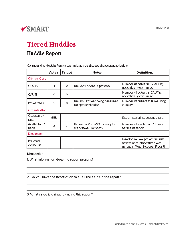 What are Tiered Huddles? | SMART Toolkit | Ohio State Medical Center What are Tiered Huddles? | SMART Toolkit | Ohio State Medical Center
